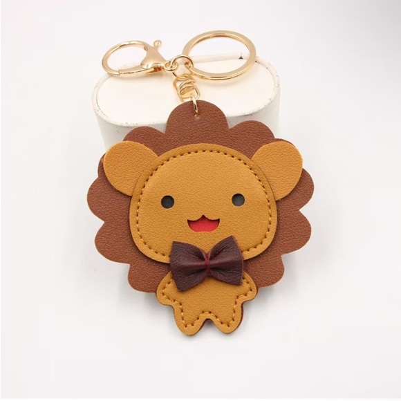Accessories | Cute Lion Bag Charm Keychain With Bow Tie Faux Leather ...